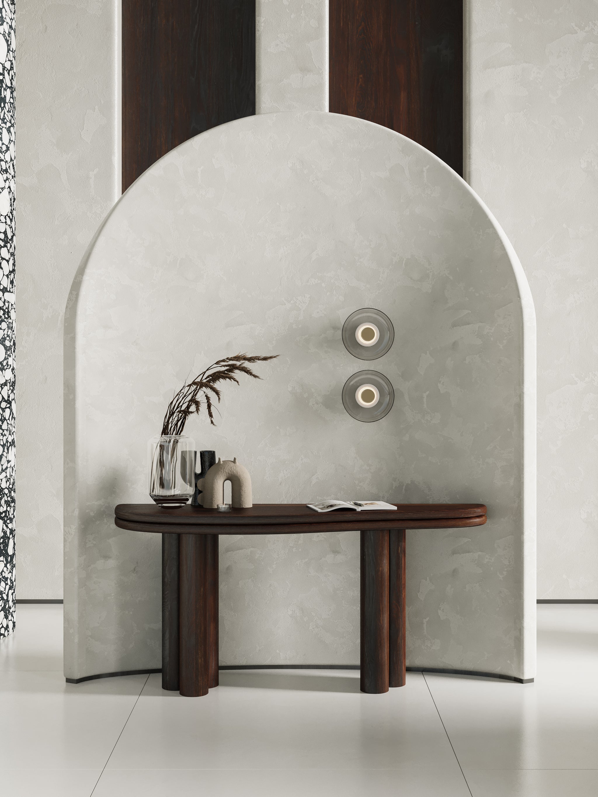 TAVORA - Organic Shape Smoked Oak - Console Table